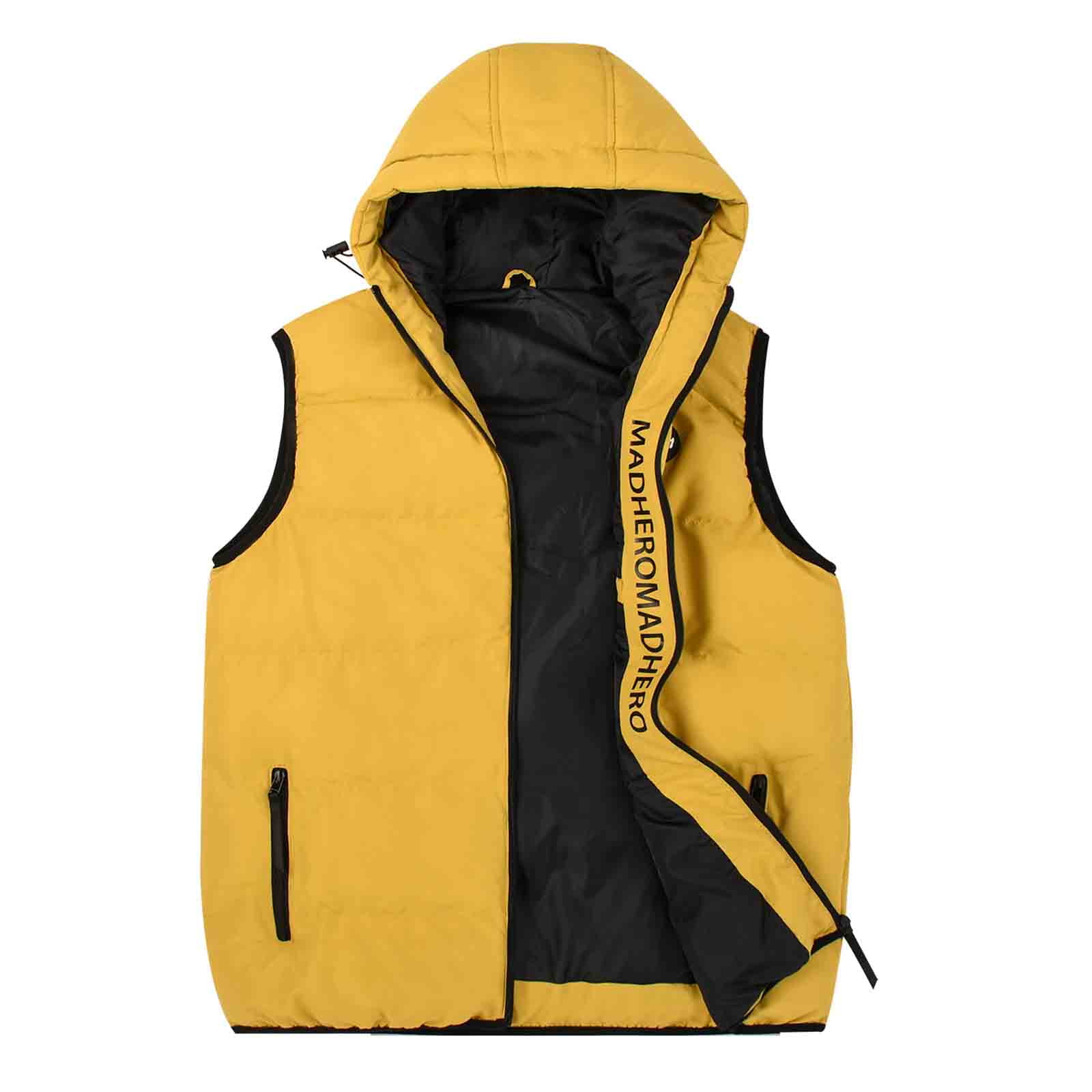 MADHERO Men's Lightweight Sleeveless Puffer Vest with Hood Water ...