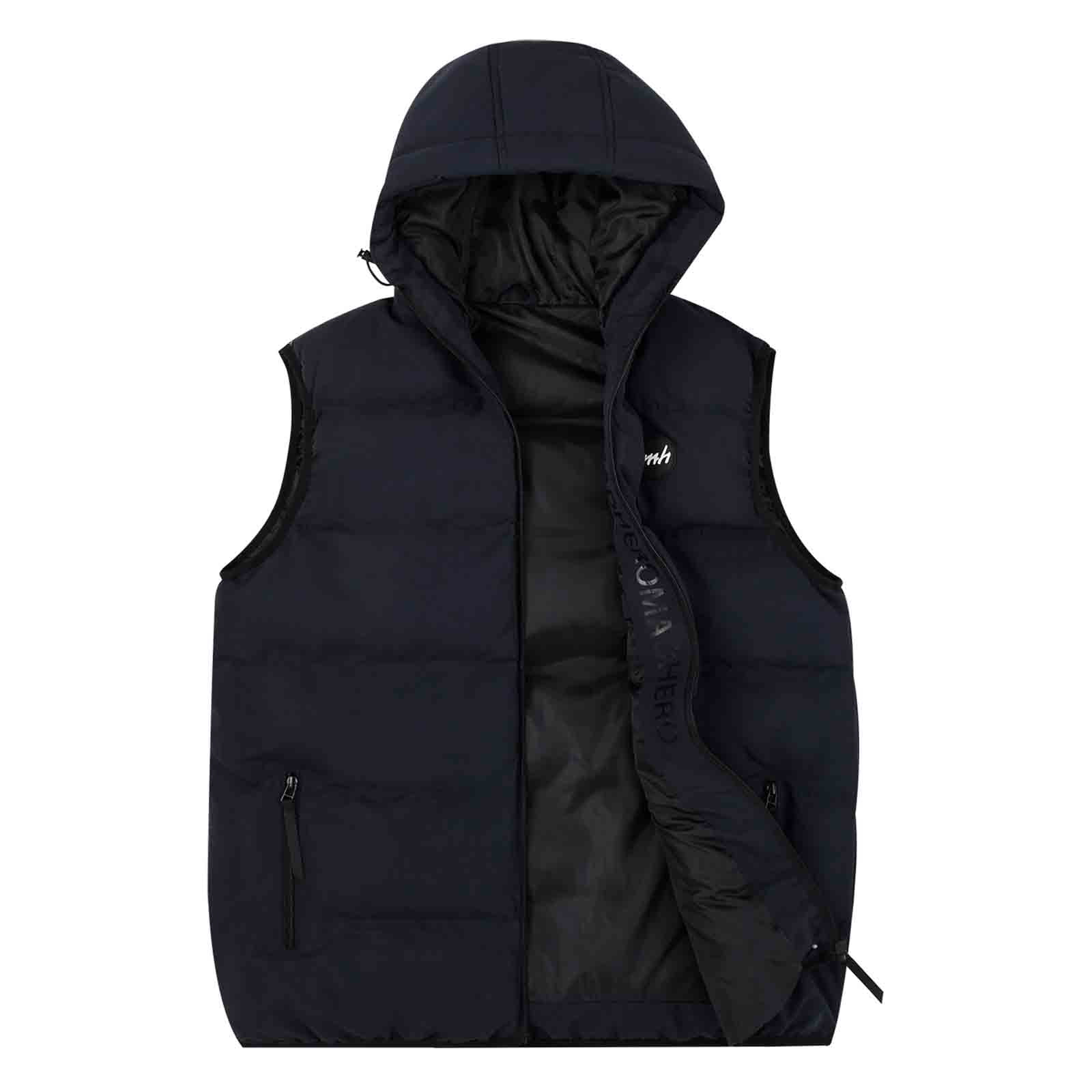 MADHERO Men's Lightweight Sleeveless Puffer Vest with Hood Water ...