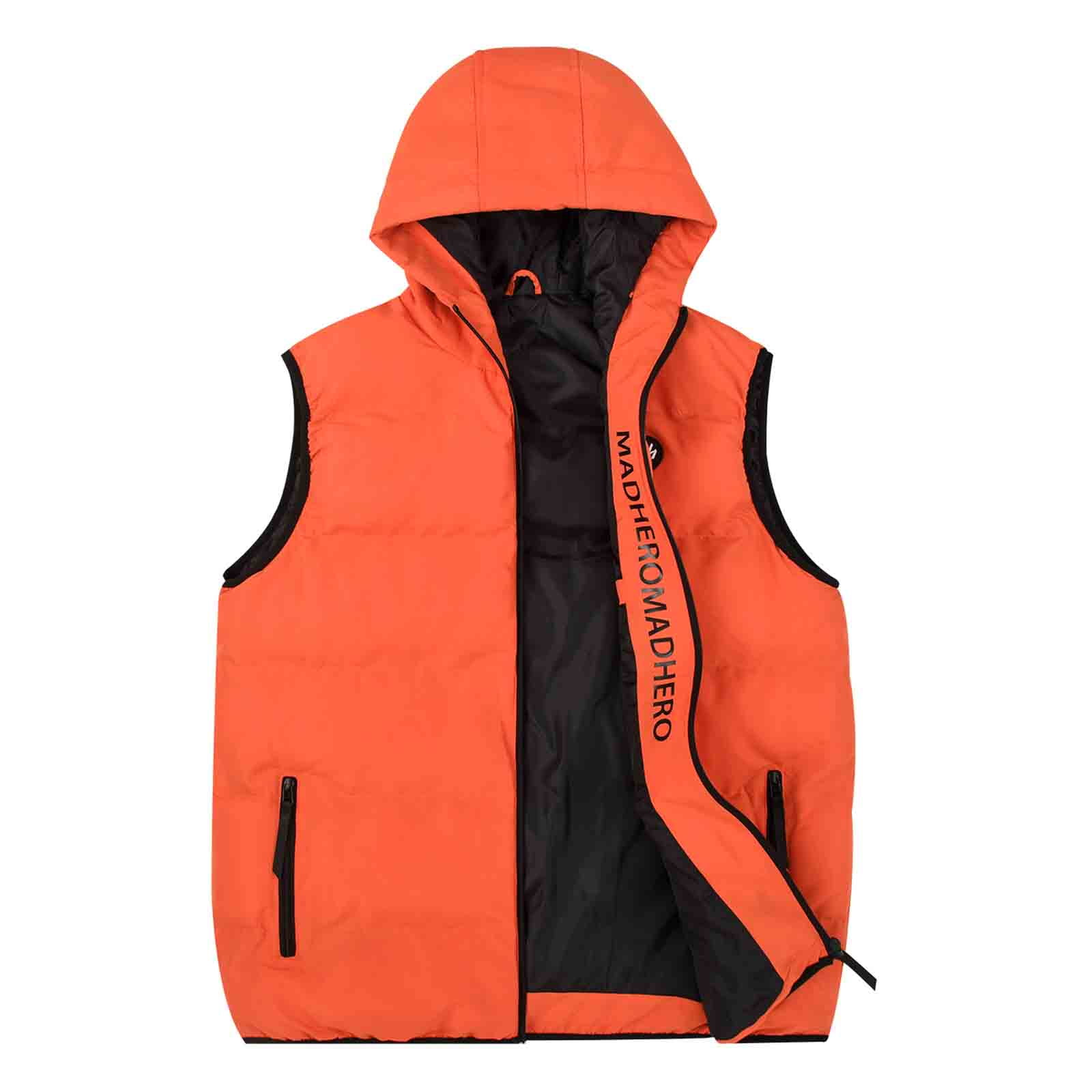 MADHERO Men's Lightweight Sleeveless Puffer Vest with Hood Water ...