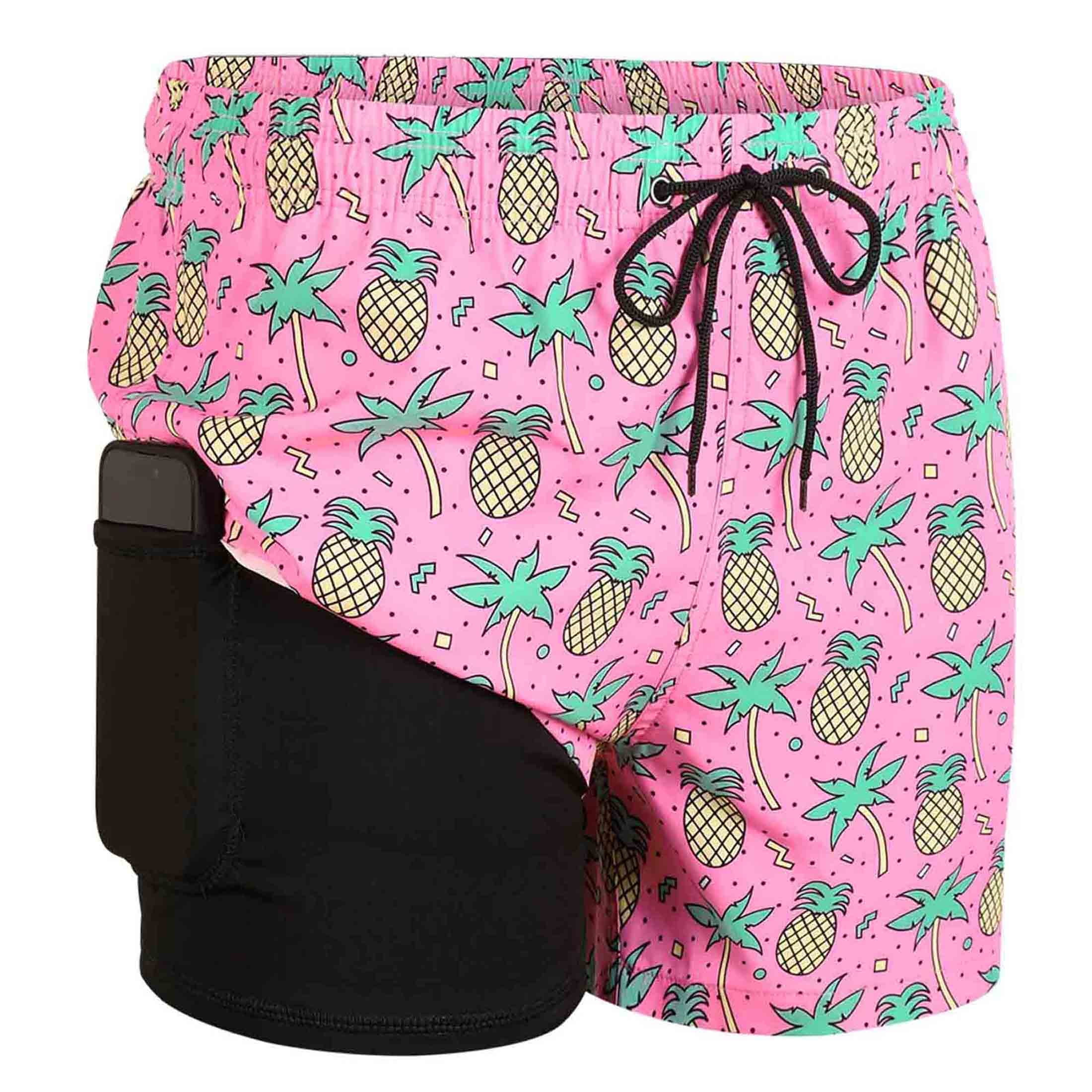 MADHERO Mens Swim Trunks with Liner 2 in 1 Quick Dry Swimming Shorts ...