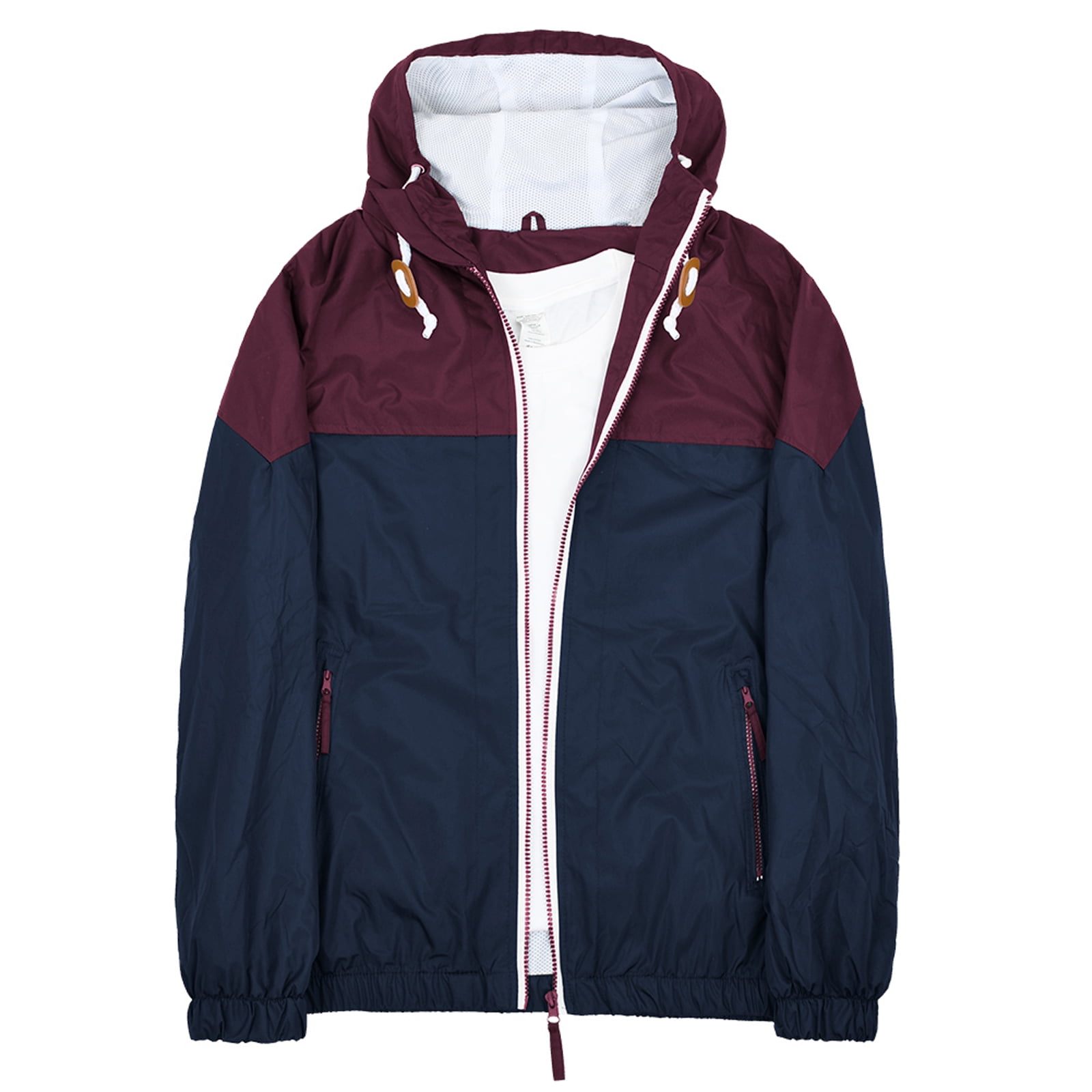 MADHERO Mens Windbreaker Jacket Lightweight Colorblock Retro Wind ...