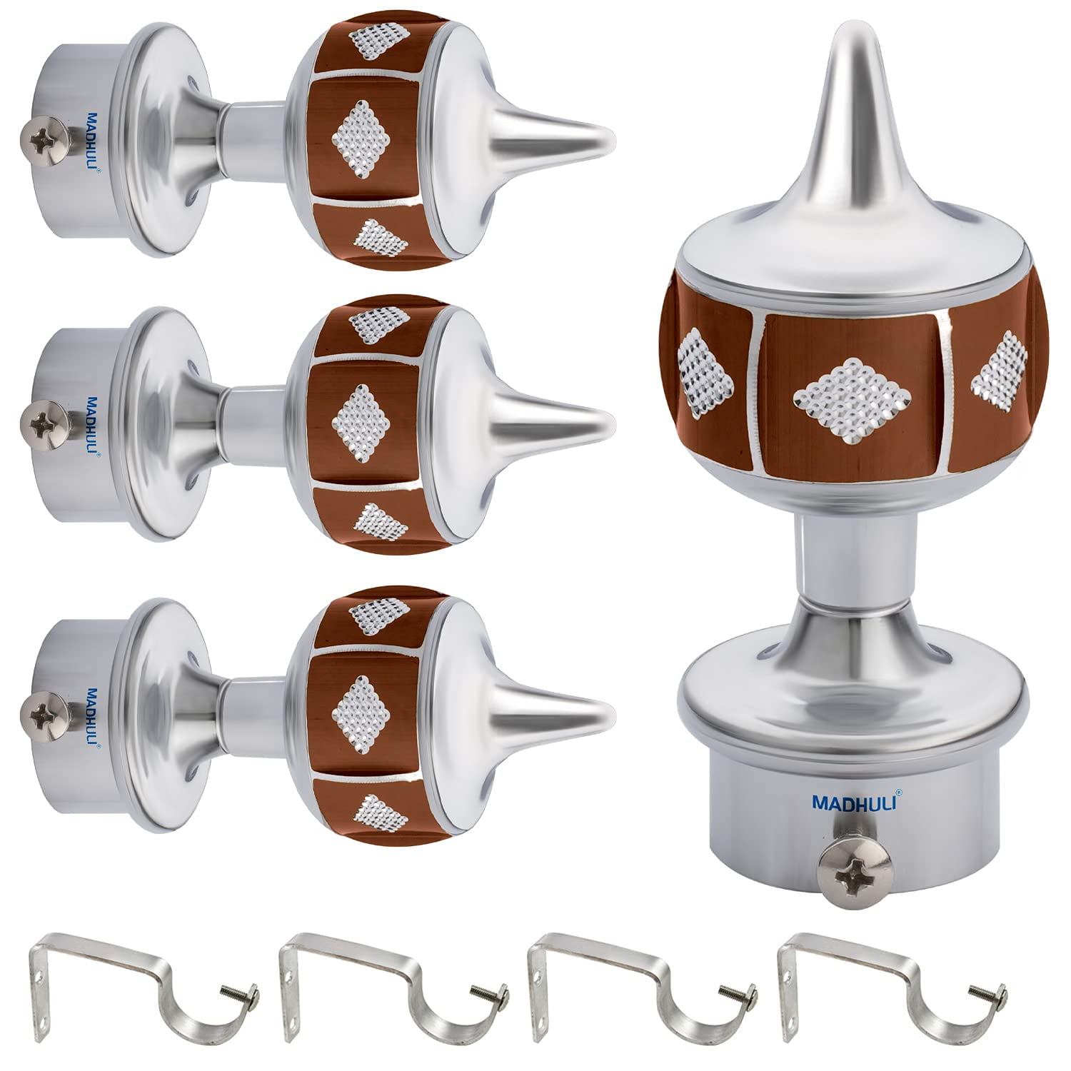 MADHULI Curtain Bracket Curtain Finial Stainless Steel Curtain Bracket with Support Curtain ...