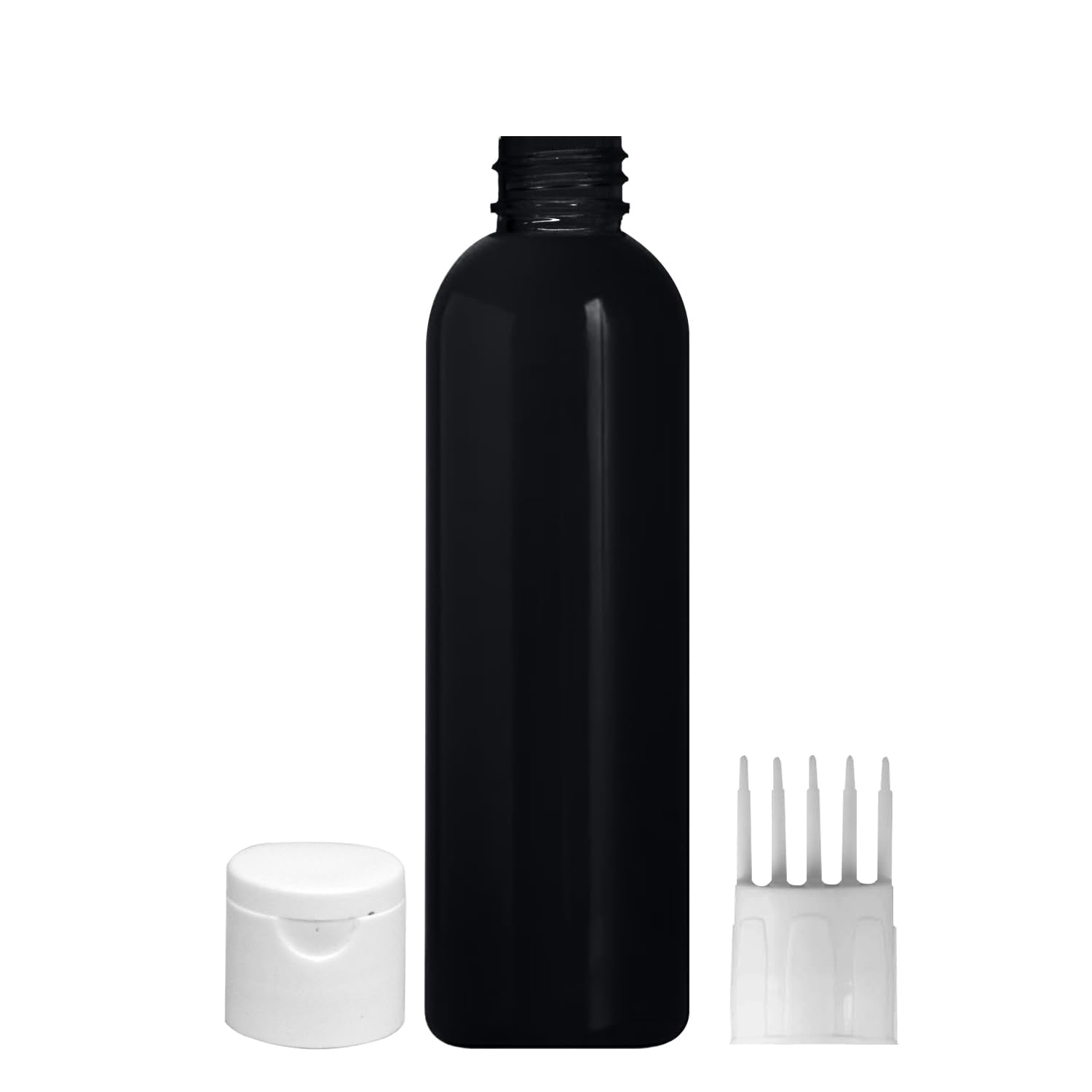 MADHYA Empty Cylindrical Black Bottle With 1 Black Root Comb Applicator ...