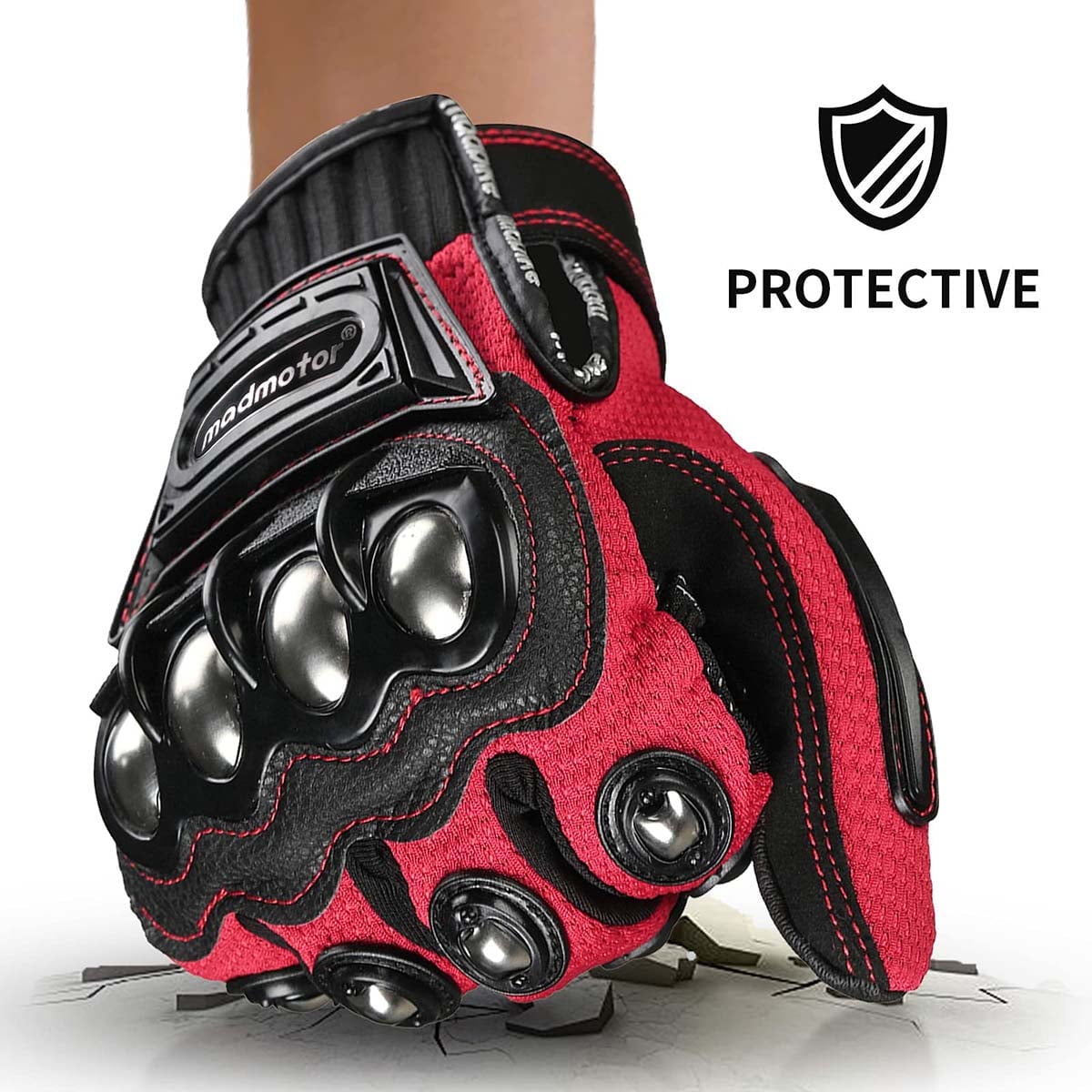 MADMOTOR Outdoor Glove Steel Knuckle Motorcycle Motorbike Powersports ...