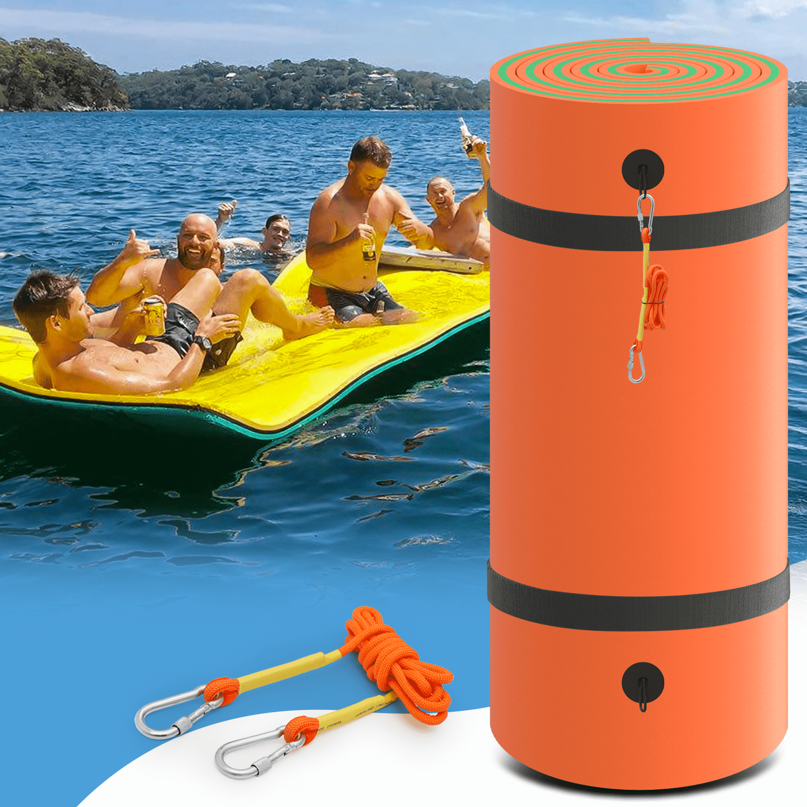 MADOG 18'x6' Water Lily Pad, Large 3-Layer XPE Foam Floating Mat for ...