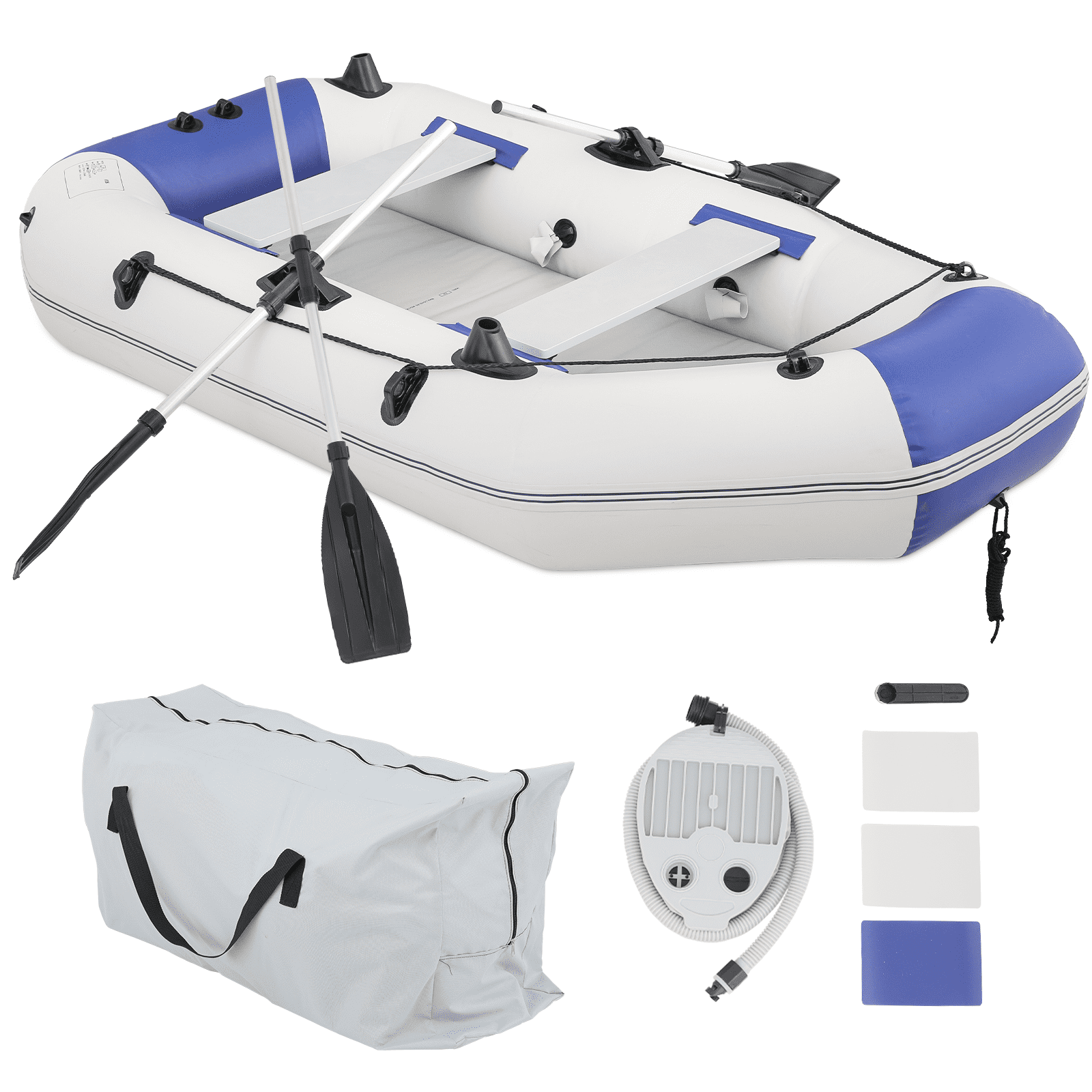 MADOG 2-Person Inflatable Dinghy Boat, 7' Fishing Boat Kayak with Oars ...