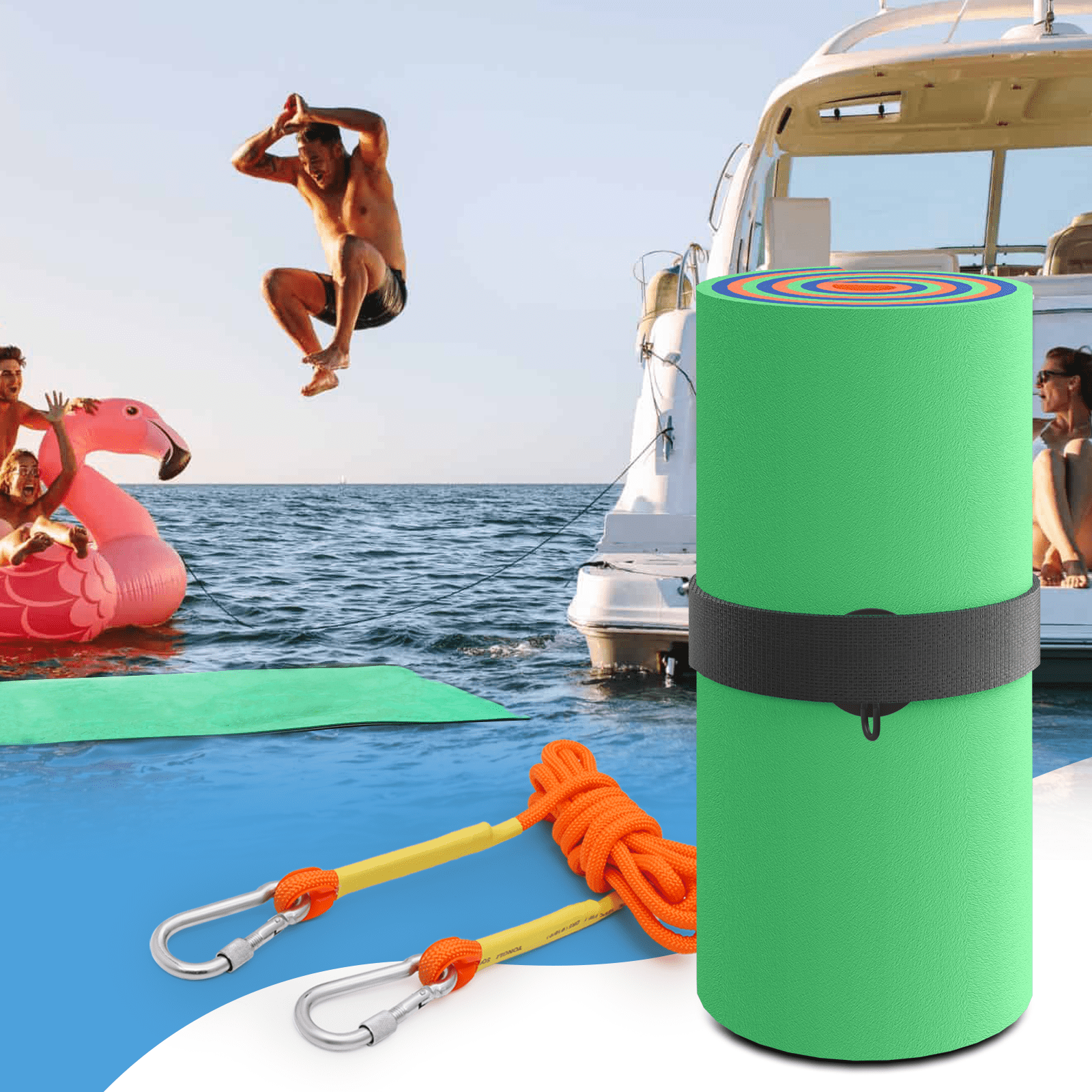 MADOG 6' x 2' Floating Water Mat, 3-Layer Tear-Resistant XPE Foam Water Floating Pad Lily Pad ...