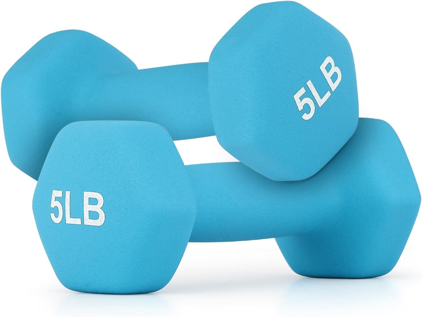 MADOG Dumbbell Set, Anti-Slip Neoprene Coated Hexagon Hand Weights for ...