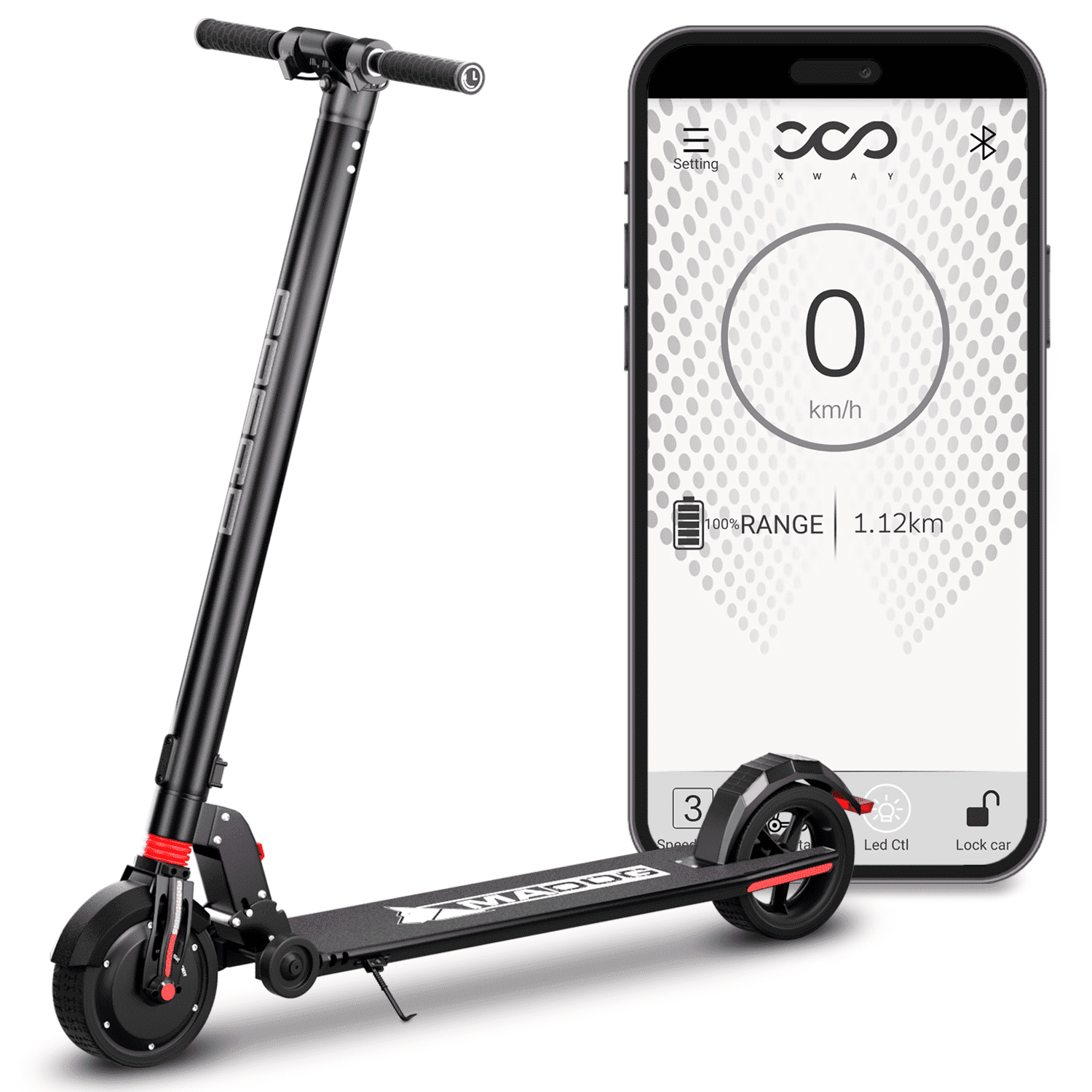 MADOG Electric Scooter with Smart APP & Electronic Lights, Foldable ...