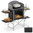 MADOG Folding Portable Cook Table with Storage Organizer & Windscreen ...