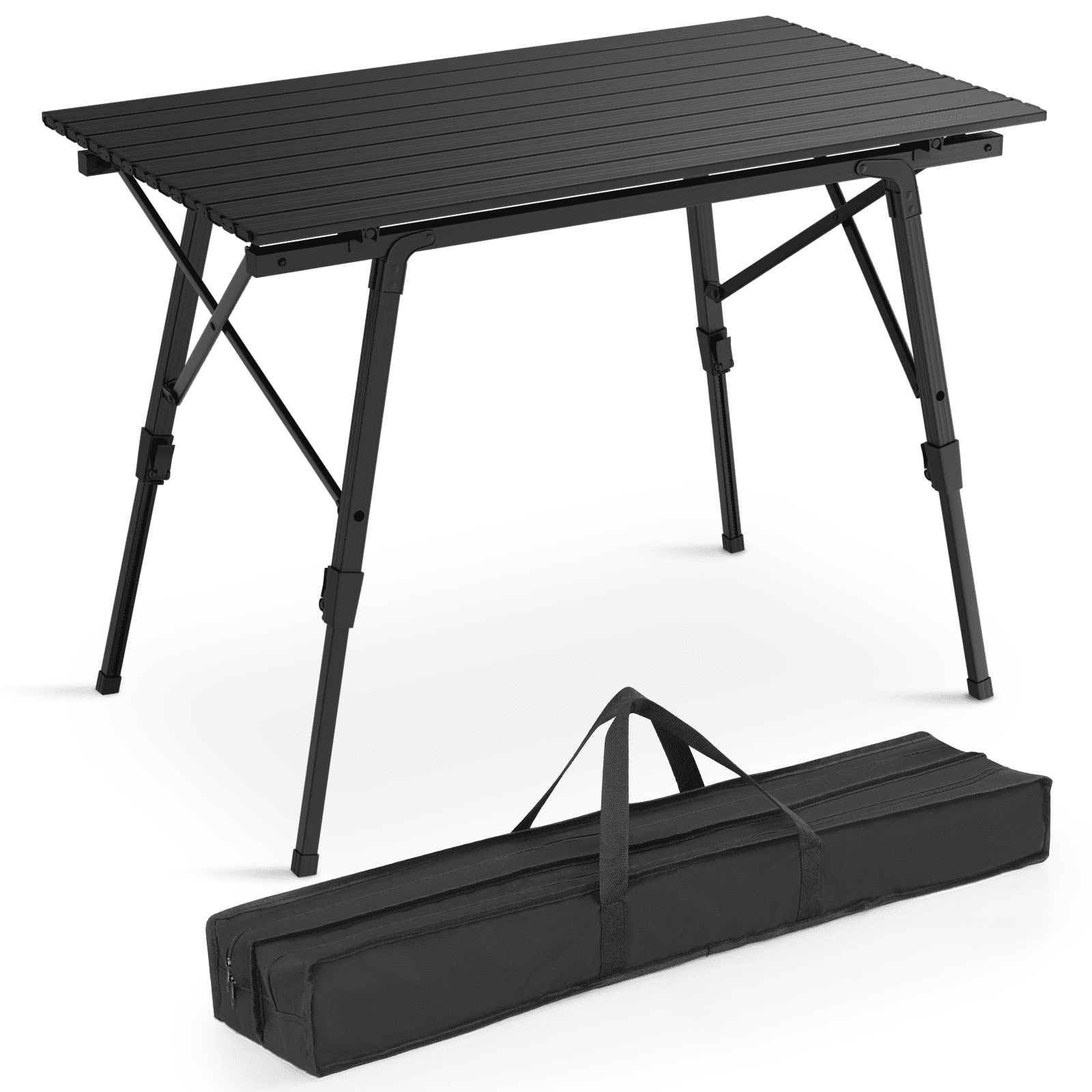 MADOG Outdoor Camping Table with Adjustable Legs, Aluminum Roll Up Camp ...