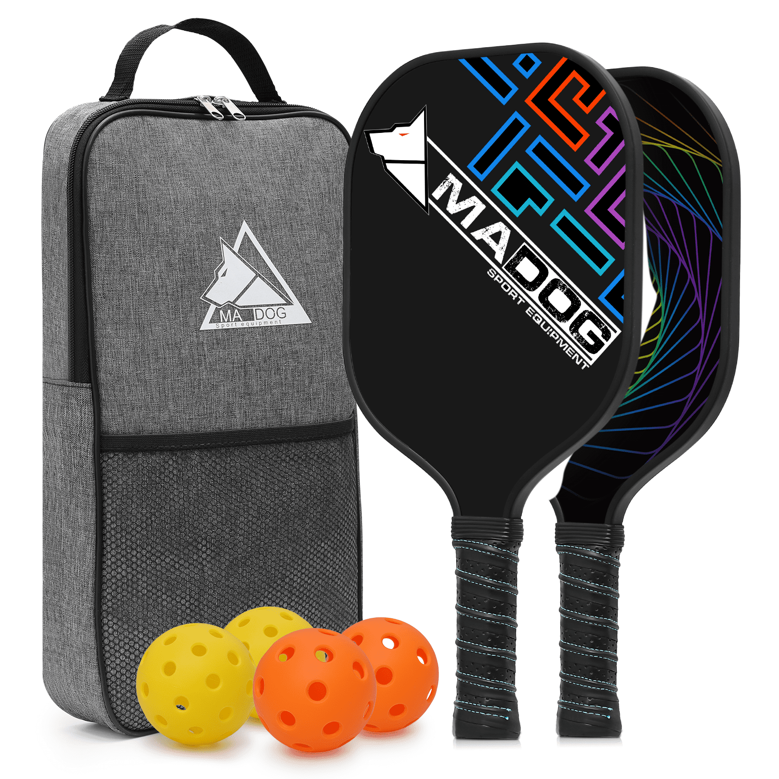 MADOG Pickleball Rackets, Fiberglass Pickleball Paddles Set with Non ...