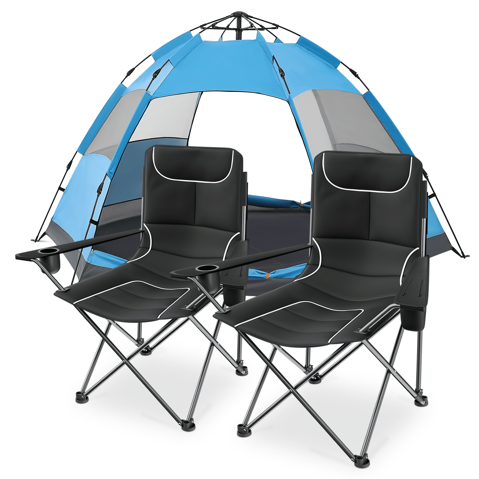 MADOG Set of 3 Camping Tent + Chairs, 4 Person Dome Tent and 2 Foldable ...