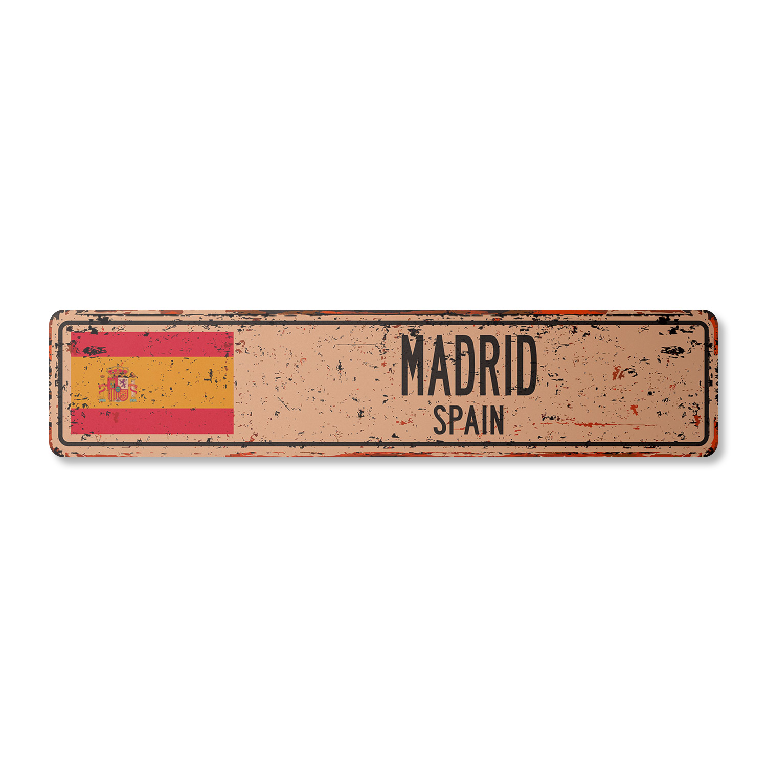MADRID SPAIN Vintage Plastic Street Sign Spaniard flag city country ...