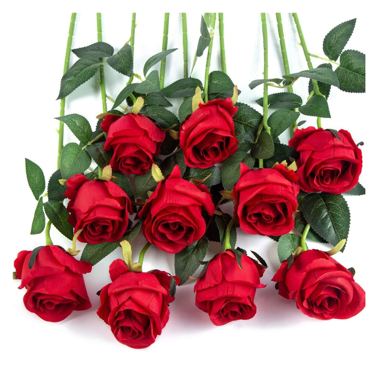 MAE 10pcs Artificial Rose Flowers Long Stem Fake Silk Roses for DIY ...
