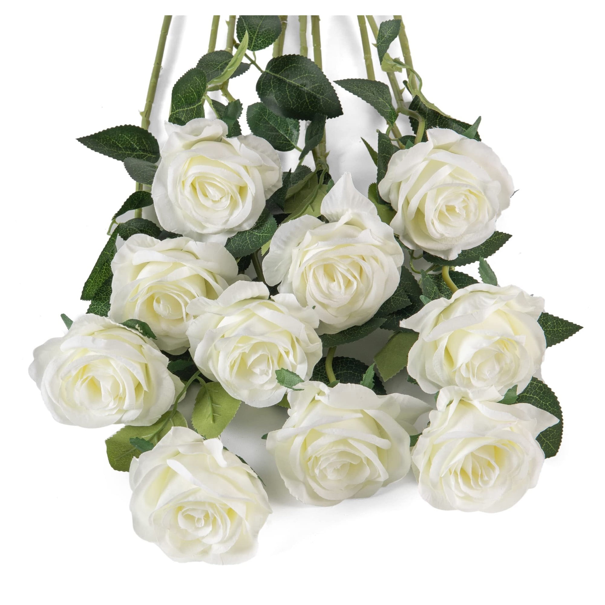 MAE 10pcs Artificial Rose Flowers Long Stem Fake Silk Roses for DIY ...