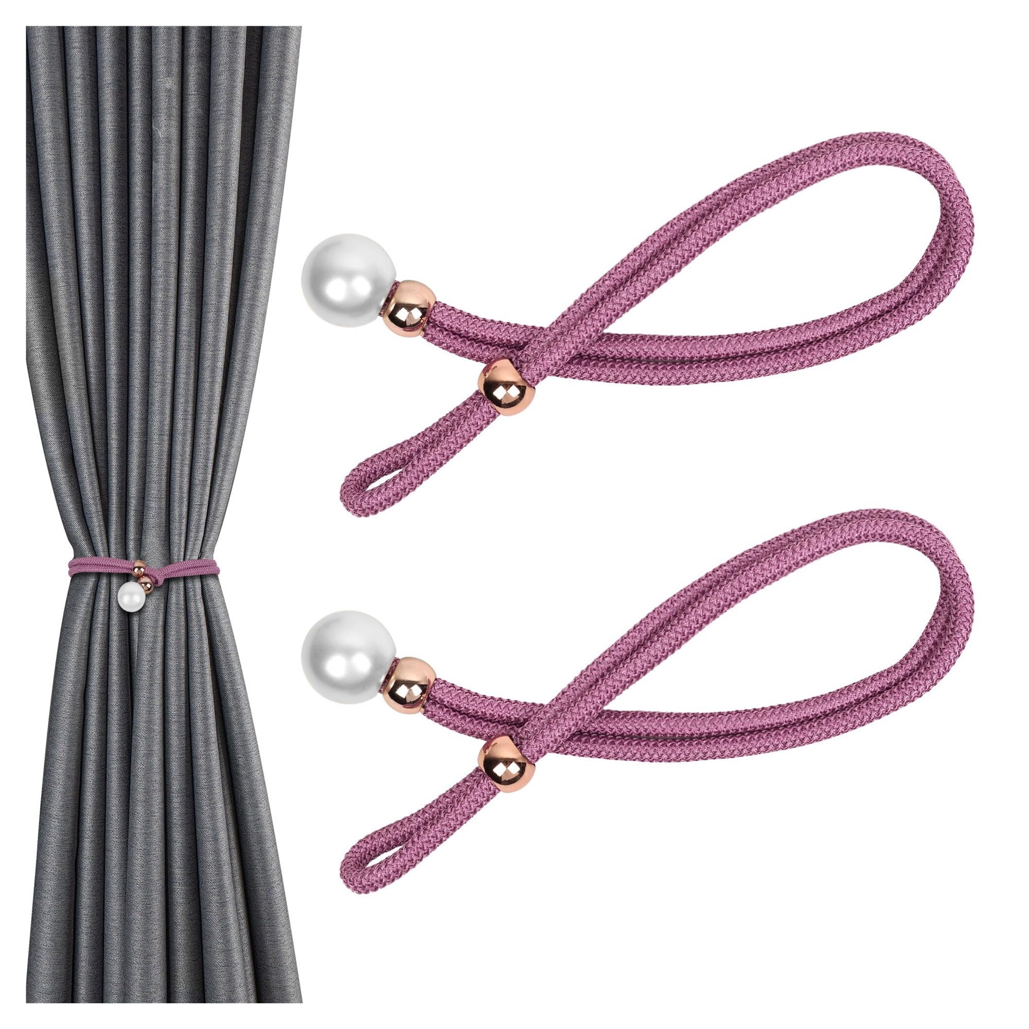 MAE 2 Pack Adjustable Curtain Tiebacks with Large Imitation Pearls ...