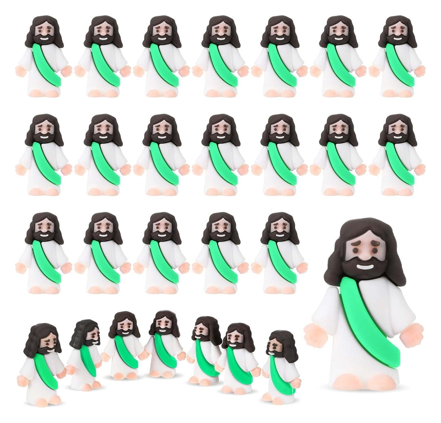 MAE 25 Pcs Little Jesus Figures Original Design Mini Rubber Jesus Toys ...