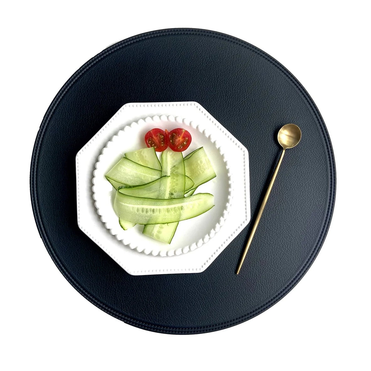 MAE 3pcs Imitation Leather Placemat Coaster Pads PVC Round Plate Mat ...