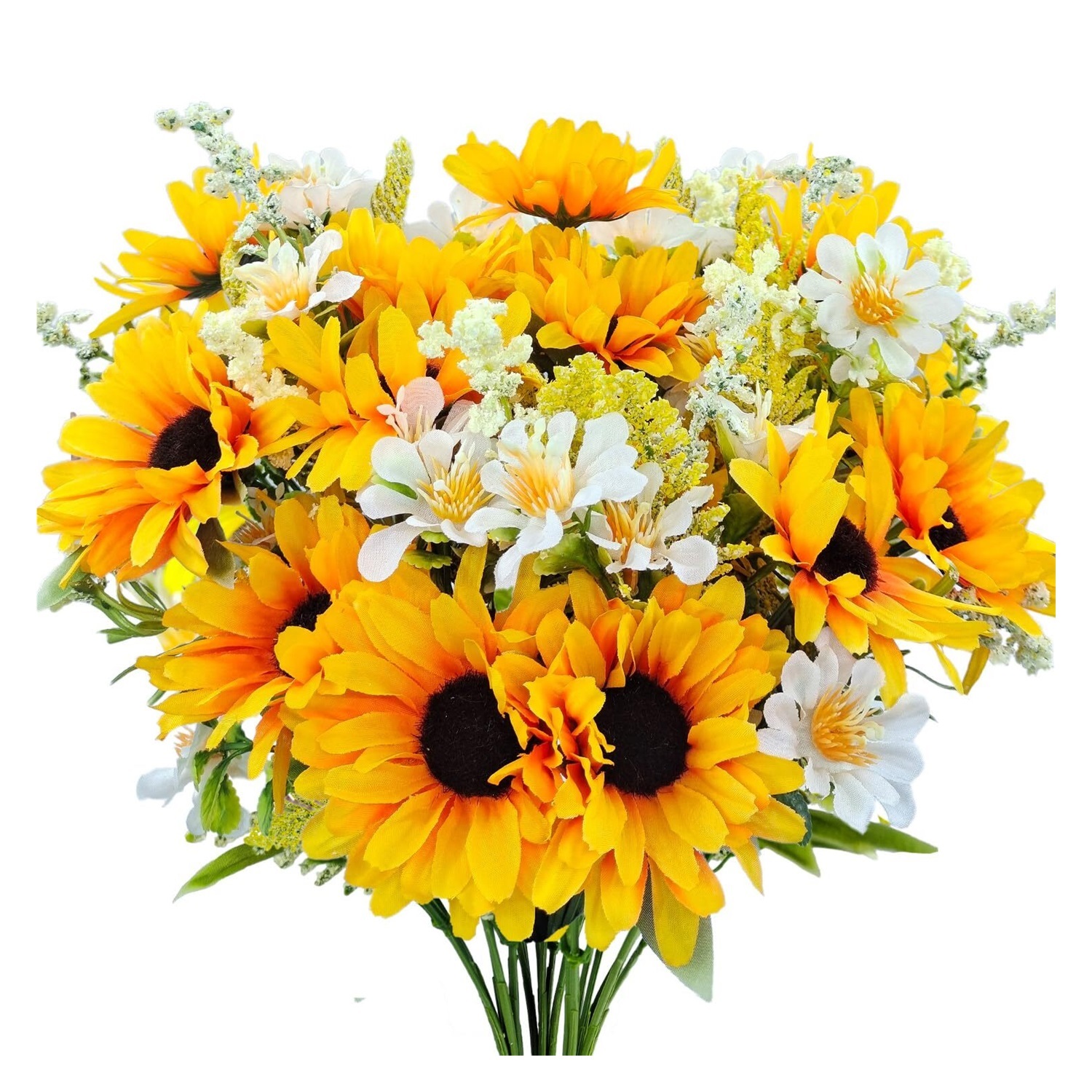 MAE 5 Bunches Artificial Sunflowers Bouquets, Fake Silk Sunflower with ...