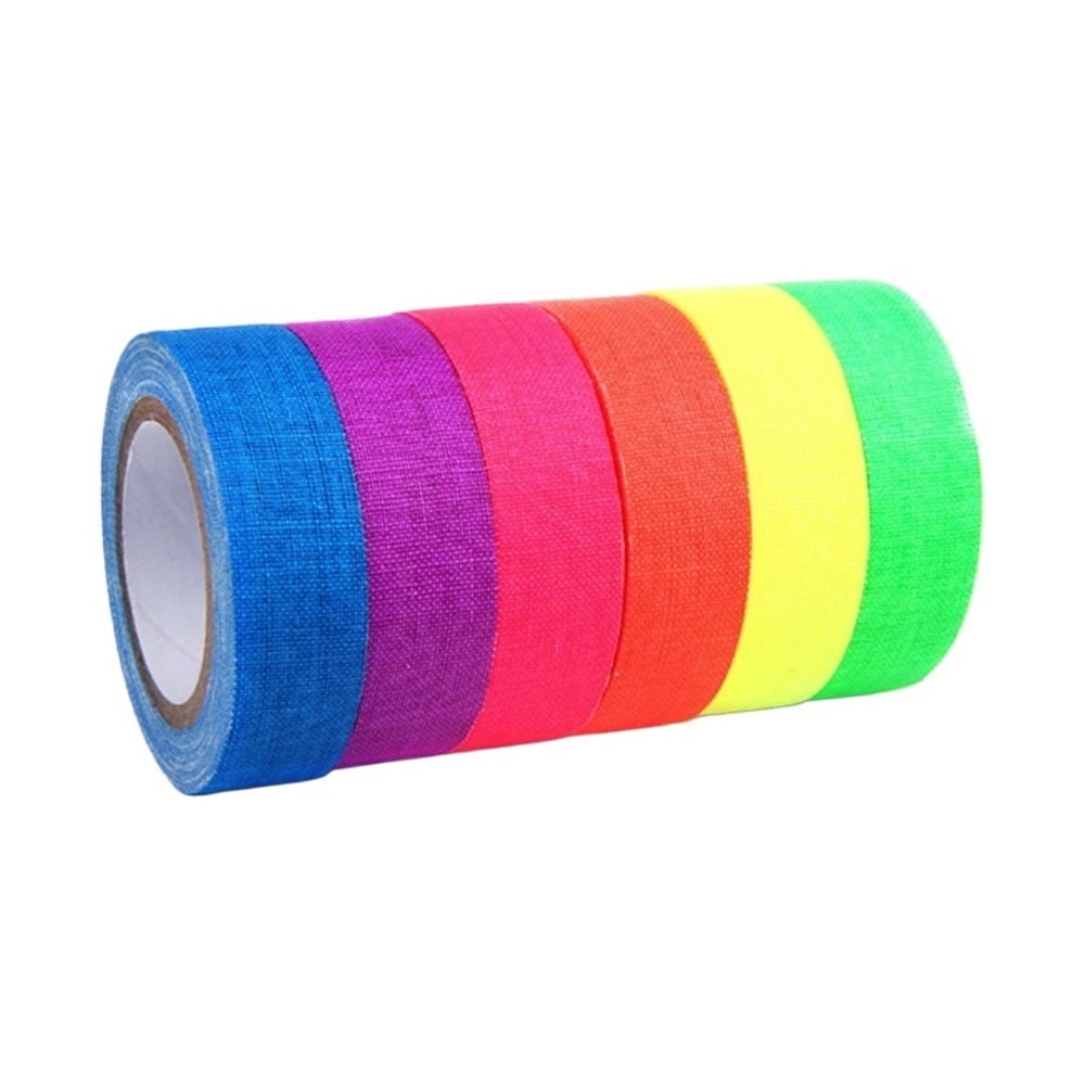 MAE 5Meter 6 Colors Neon Gaffer Cloth Tape Fluorescent Rainbow Color Party Non-Reflective Glow ...