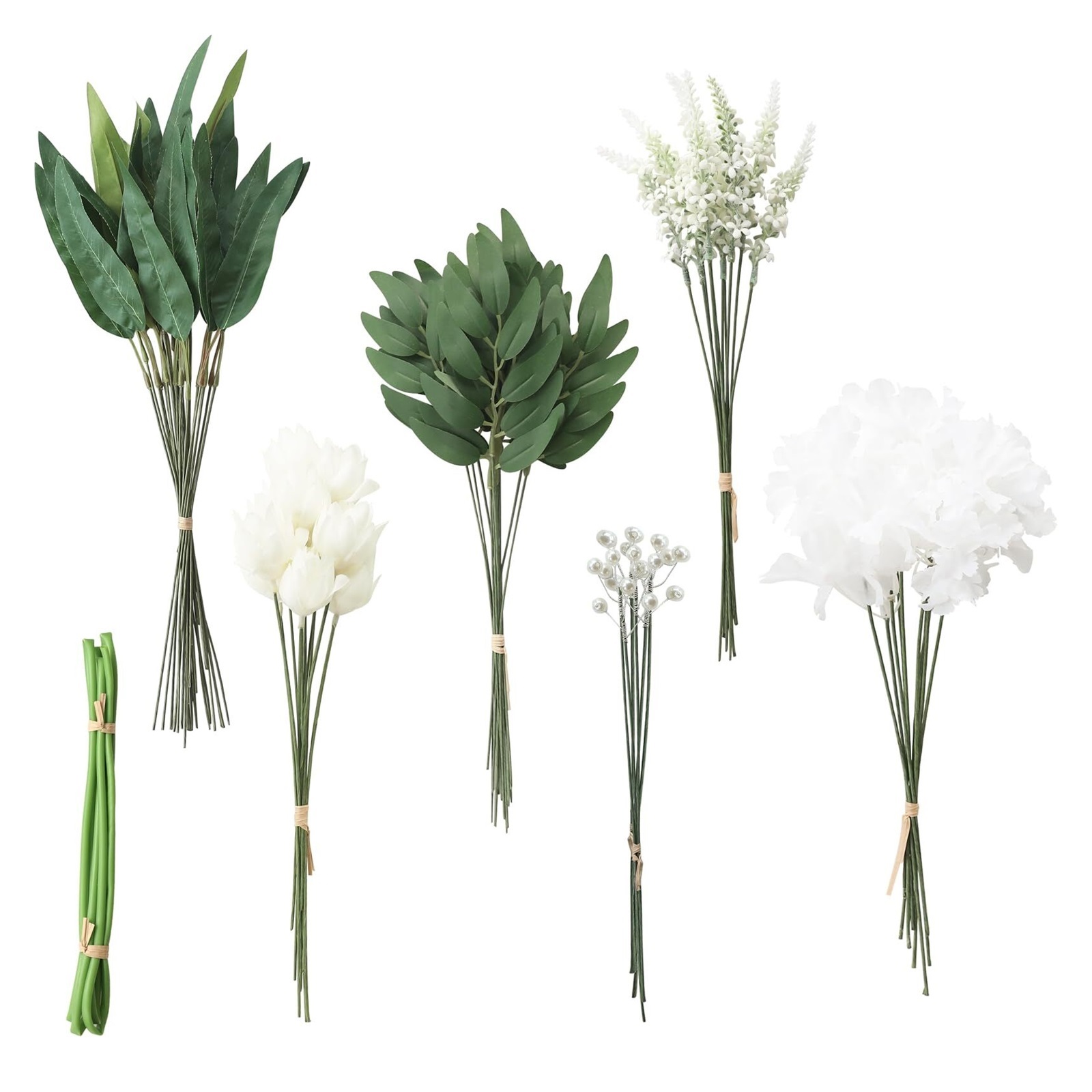 MAE Artificial Greenery Stems Box Set, 39pcs with 8 Kinds of Faux ...
