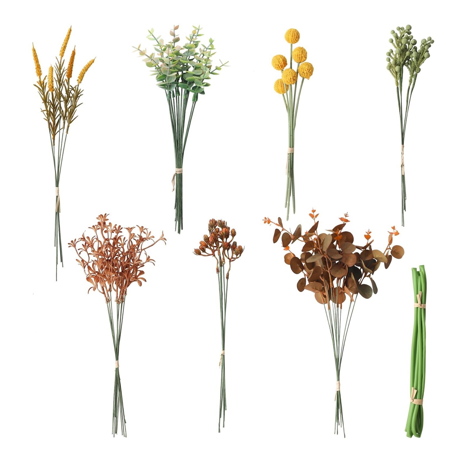 MAE Artificial Greenery Stems Box Set, 39pcs with 8 Kinds of Faux ...