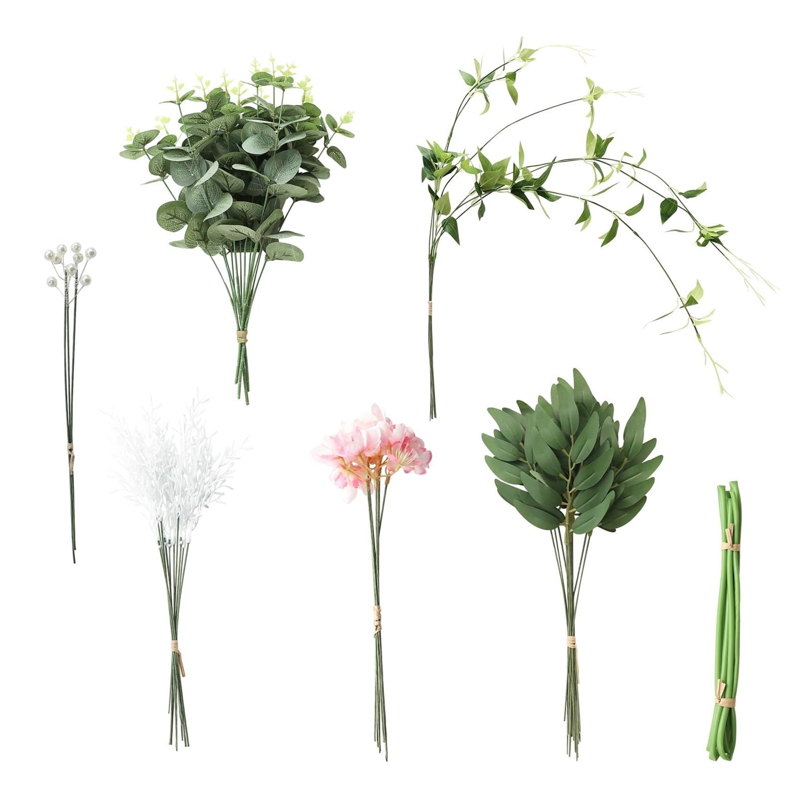 MAE Artificial Greenery Stems Box Set, 39pcs with 8 Kinds of Faux ...