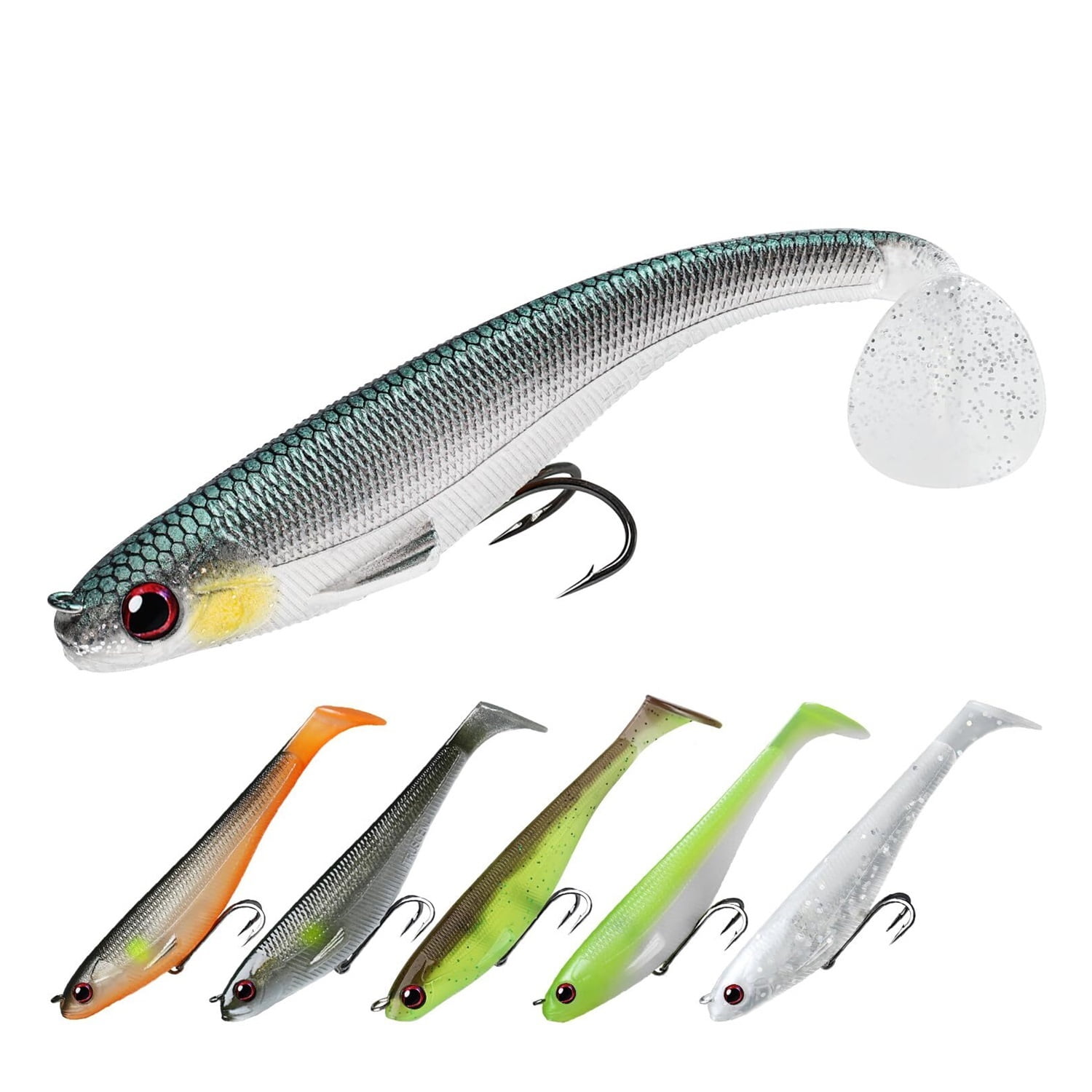 MAE Fishing Lures for Bass Trout Jighead Lures Paddle Tail Swimbaits ...