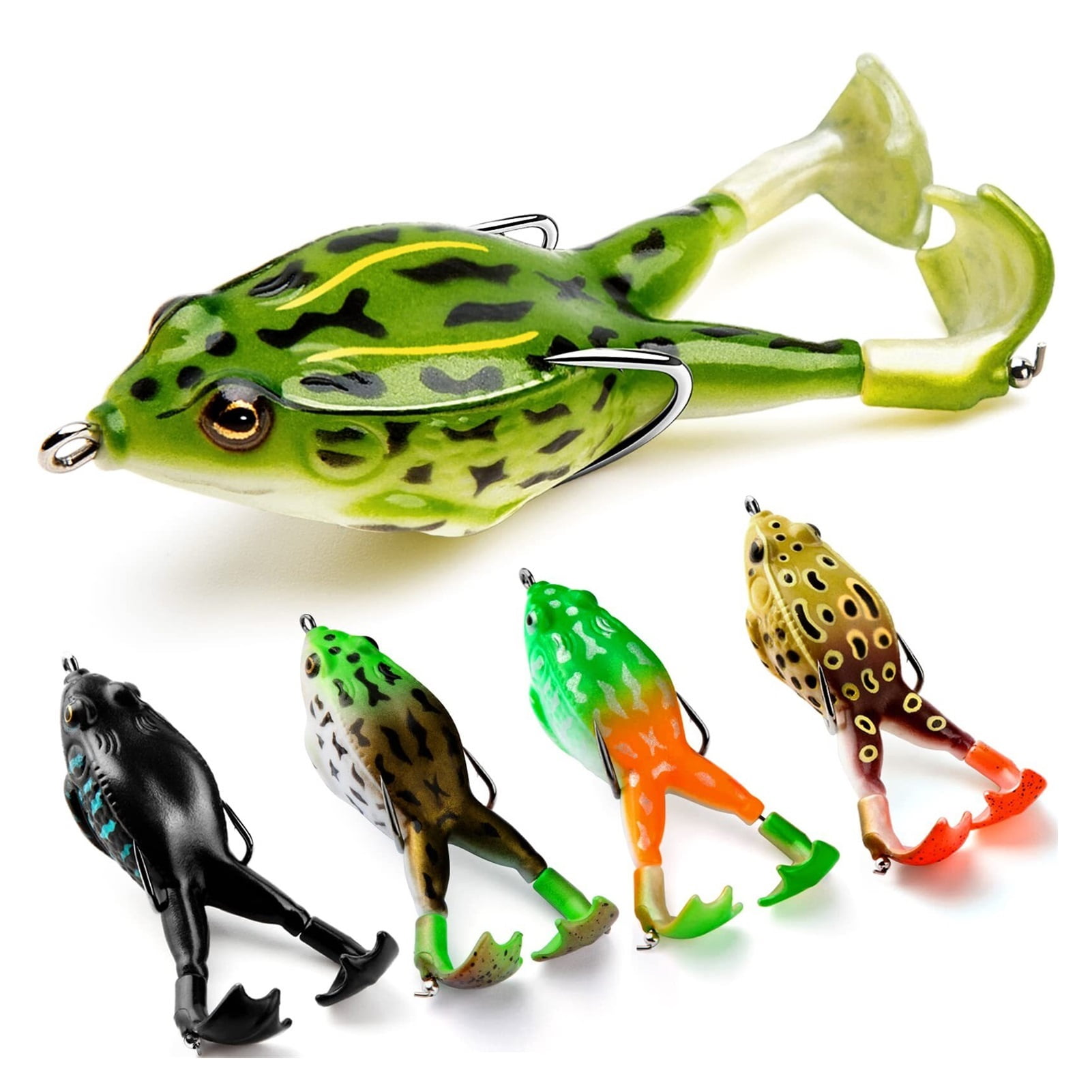 MAE Frog Lure Bass Trout Fishing Lures Kit Set Realistic Prop Frog Soft ...