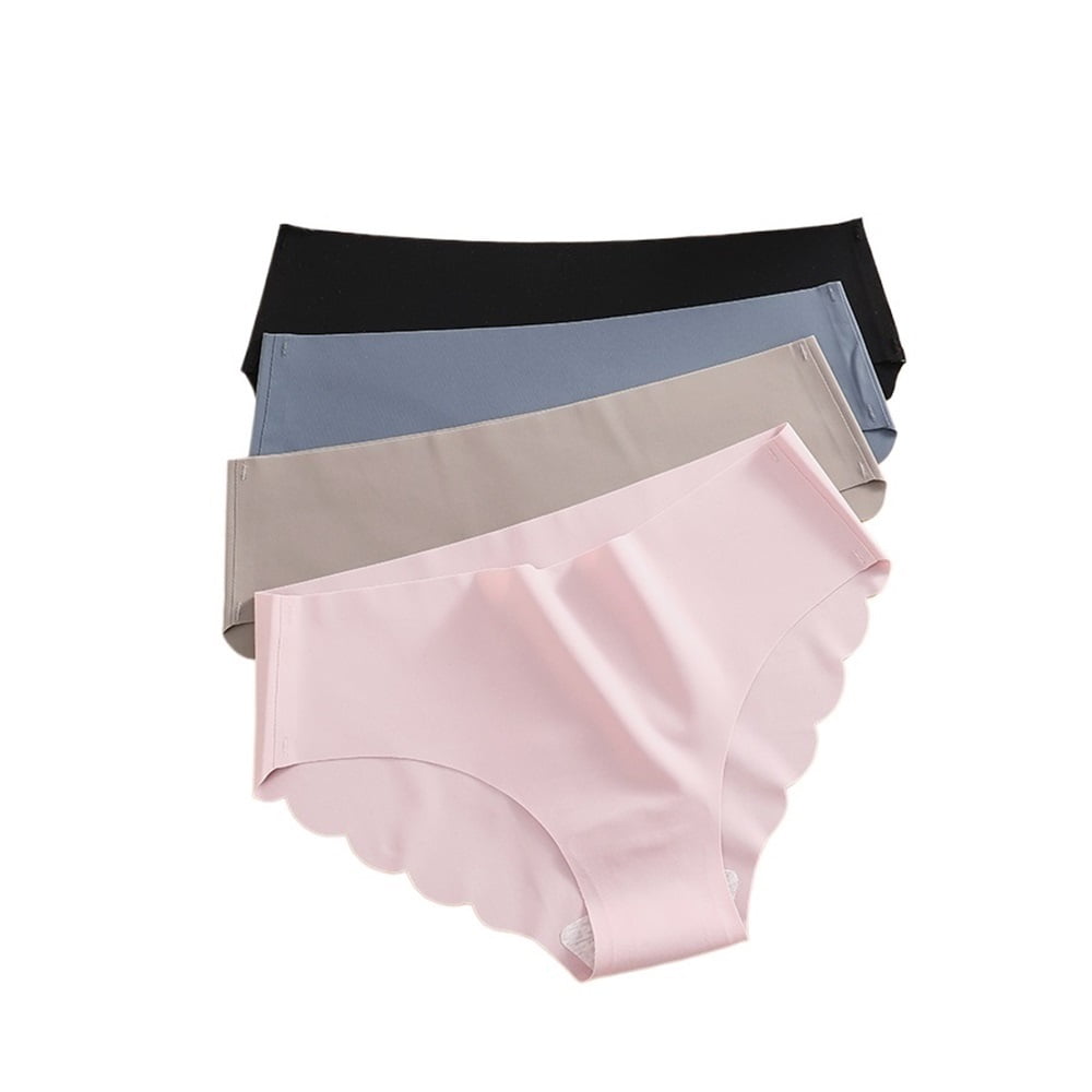 MAE Ice Silk Seamless Panties 4PCS/Set Women's Briefs Solid Color ...