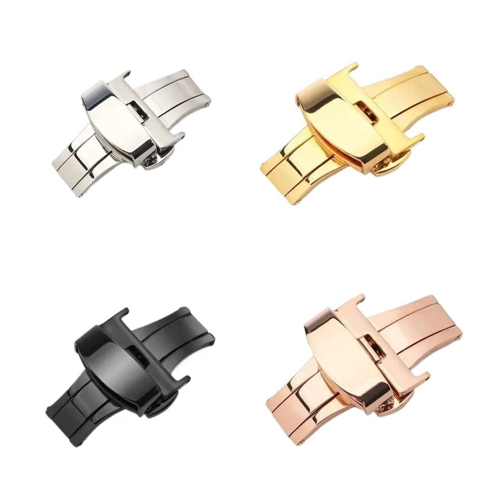 MAE Stainless Steel Butterfly Fold Clasp Watch Buckle Leather Watch ...