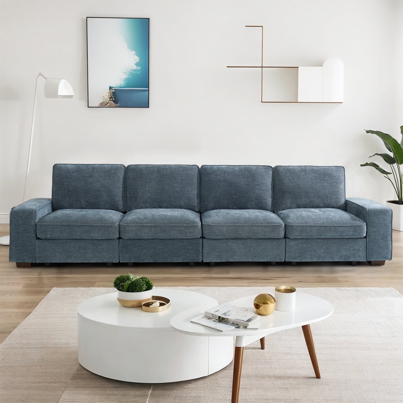 MAEVIS 129" Modern Modular Chenille Sectional Sofa Couch for Living ...