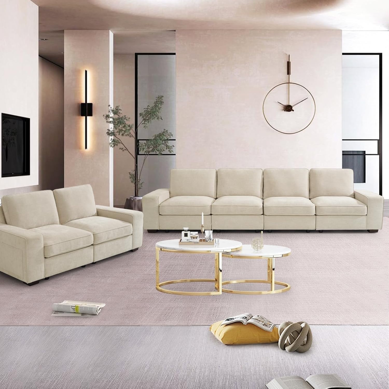 MAEVIS Modern Modular Chenille Sectional Sofa with Storage Space and ...