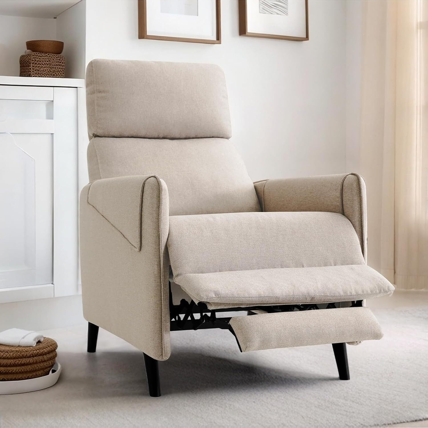 MAEVIS Wingback Pushback Recliner Chair，Modern Single Living Room Chair ...