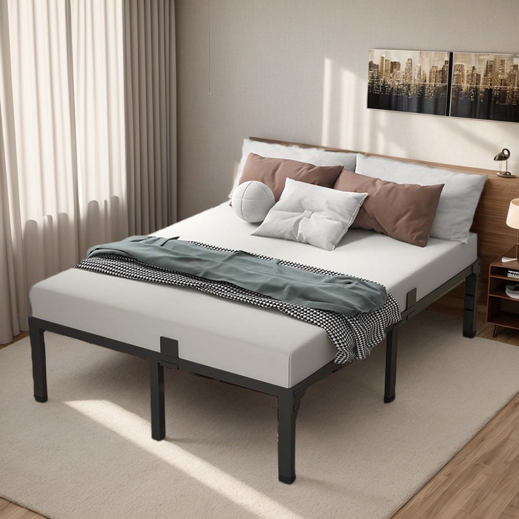 12 inch Metal Platform King Bed Frame, Heavy-Duty Steel Slats, Black ...