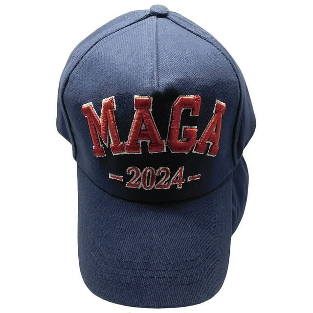 MAGA 3-D Letters -2024- Trump Navy Blue Acrylic Adjustable Embroidered ...