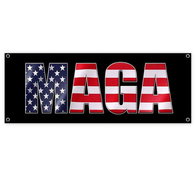 MAGA American Flag 13 oz Vinyl Banner With Metal Grommets - Walmart.com