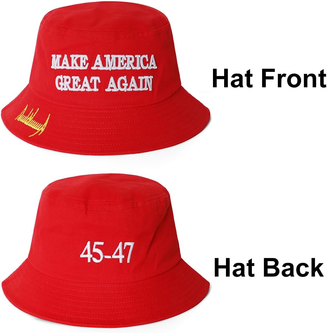 MAGA Bucket Hat,Trump 2024 Flat Top Cap Make America Great Again Donald ...