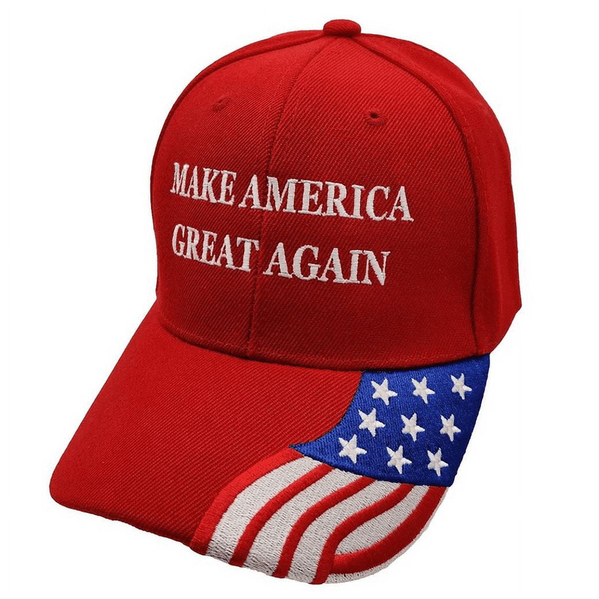 MAGA Custom Embroidered Hat w/ Flag Bill (Red) - Walmart.com