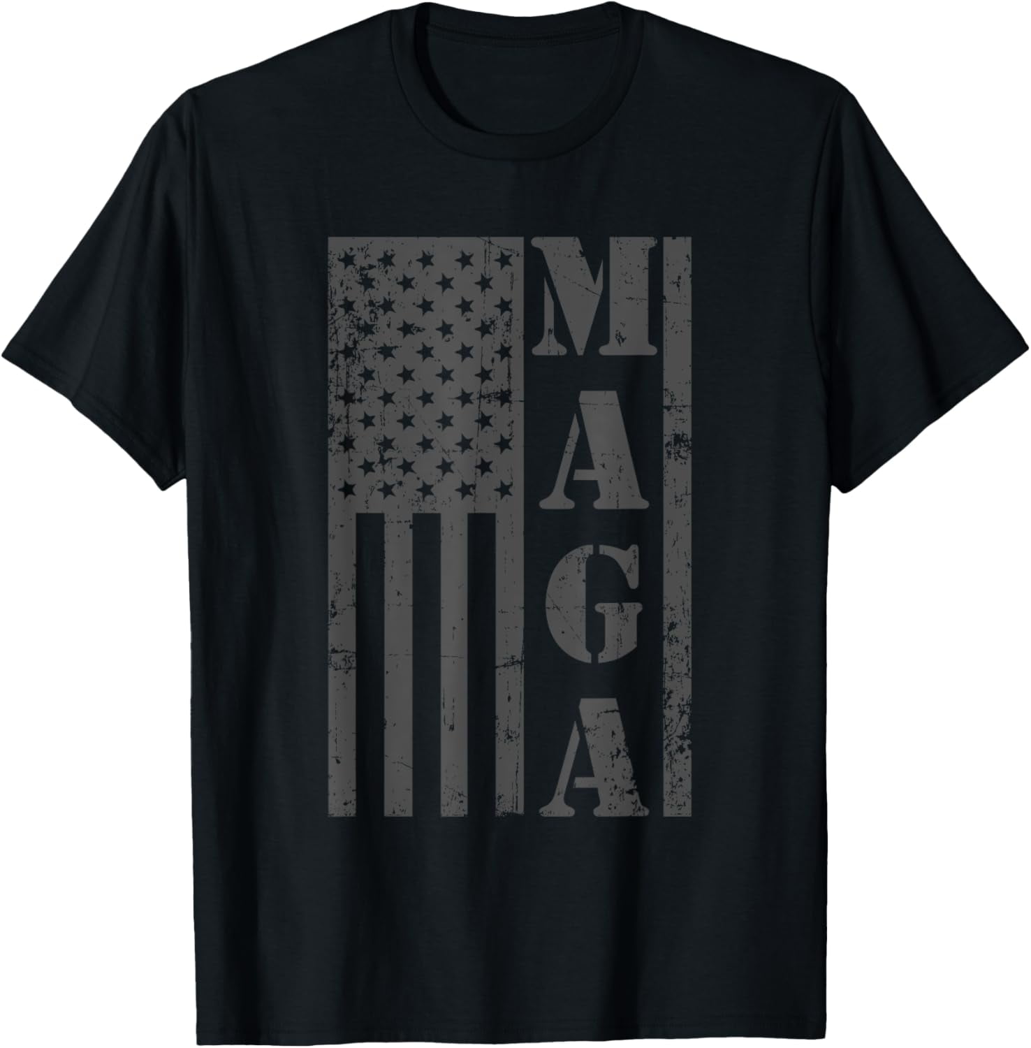 MAGA Flag Patriotic Gray Distressed American Flag T-Shirt - Walmart.com