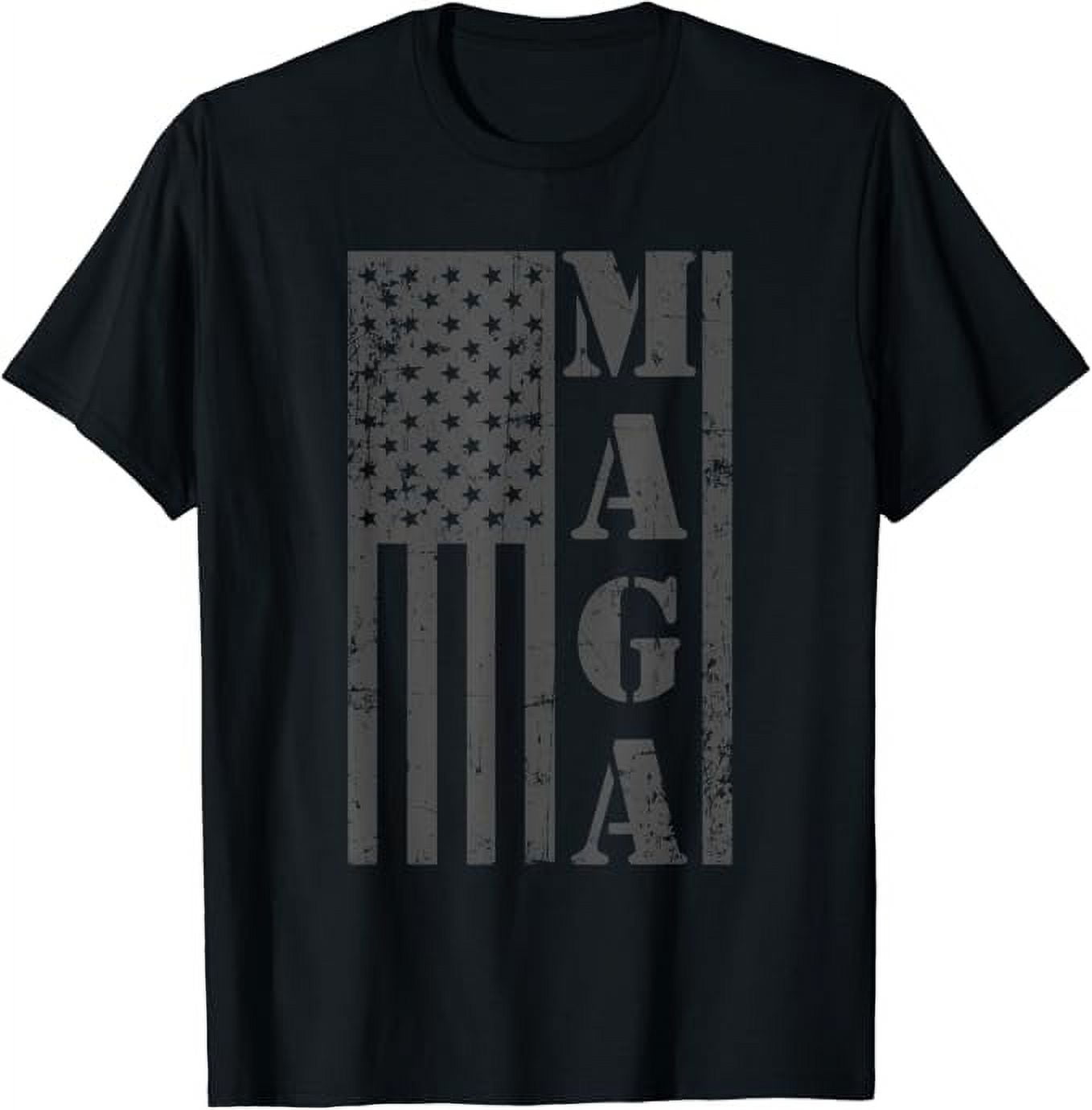 MAGA Flag Shirt Patriotic Gray Distressed American Flag T-Shirt ...