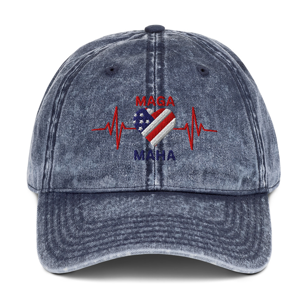 MAGA MAHA Embroidered Vintage Cotton Twill Cap (Navy) - Walmart.com