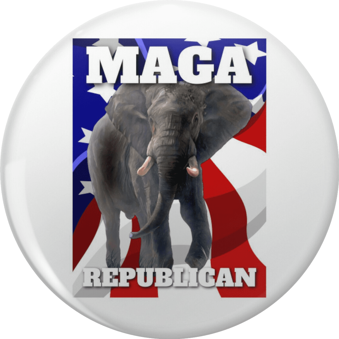 MAGA Republican Elephant with an American Flag background Pin Lapel Pin ...