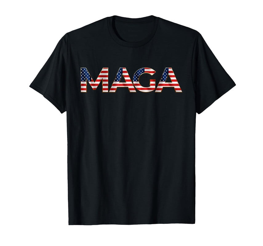 MAGA USA Flag Letters 4th of July 2024 President Trump Tee T-Shirt ...