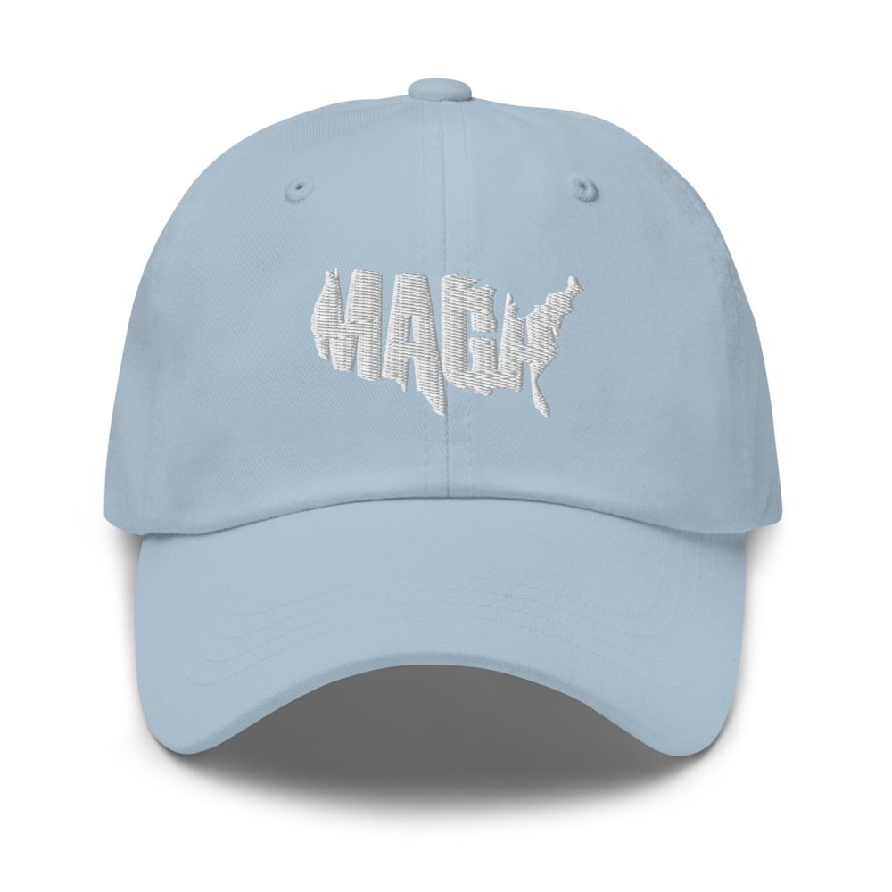 MAGA USA Map Embroidered Dad Hat White (Light Blue) - Walmart.com
