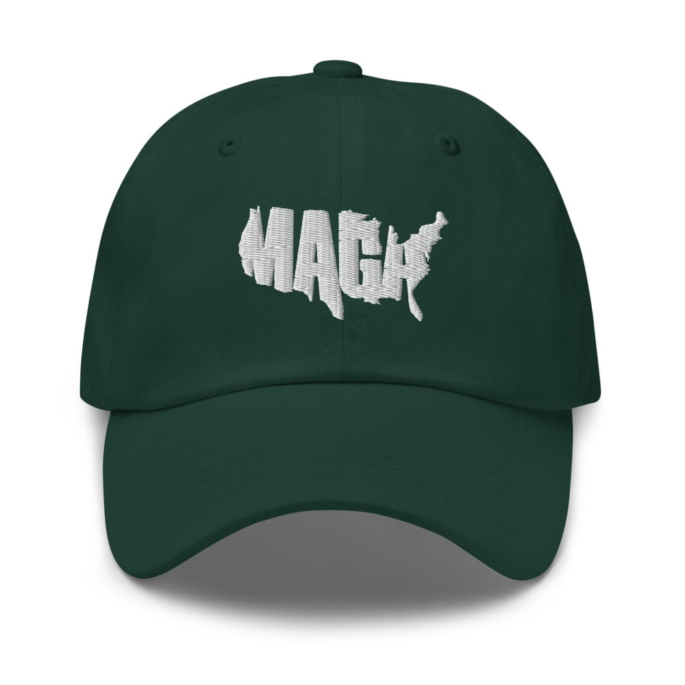 MAGA USA Map Embroidered Dad Hat White (Spruce) - Walmart.com