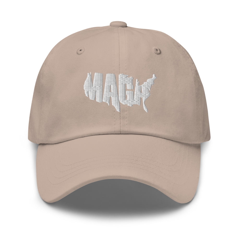MAGA USA Map Embroidered Dad Hat White (Stone) - Walmart.com