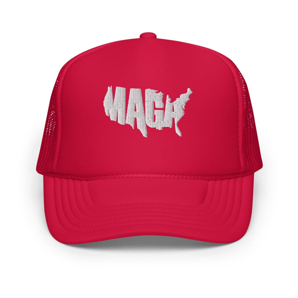 MAGA USA Map Embroidered Foam Trucker Hat White (Red) - Walmart.com