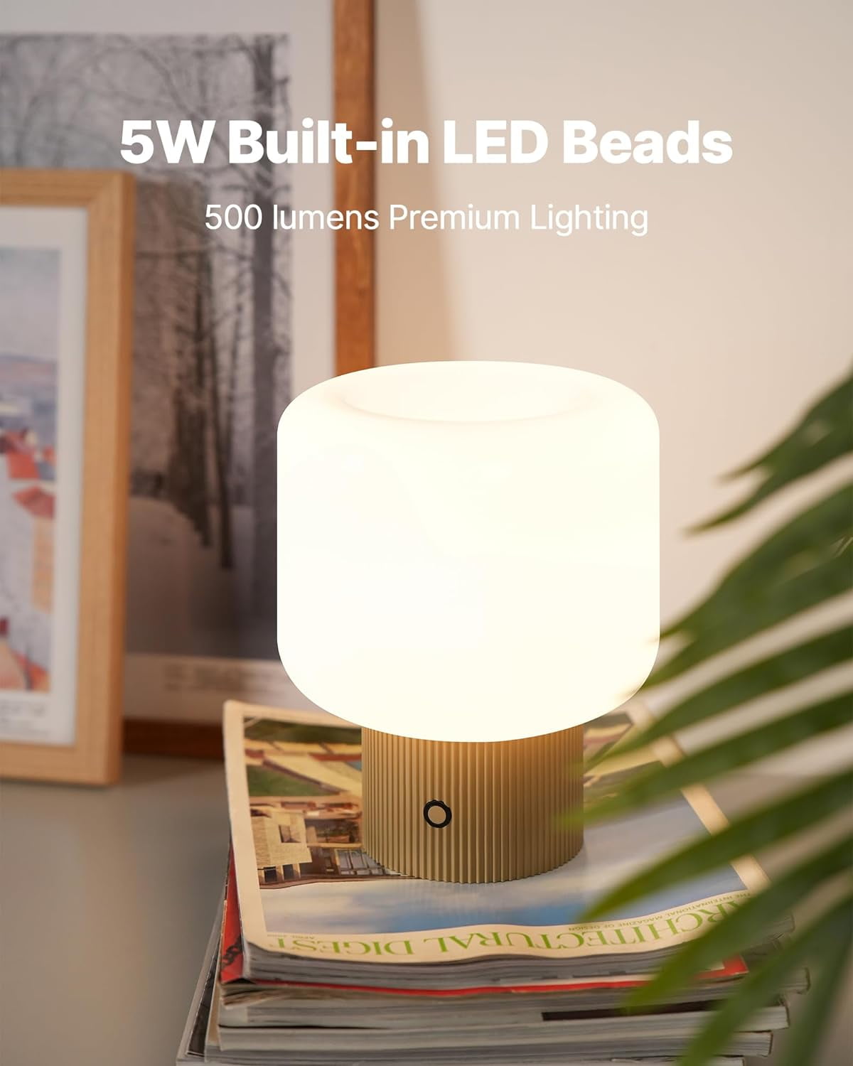 MAGCHARM Halo Mushroom Lamp, 5W Cute Cordless Rechargeable Table Lamp ...